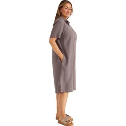 sheego Gro&szlig;e Gr&ouml;&szlig;en A-Linien-Kleid im Leinen-Mix, dunkeltaupe, Gr&ouml;&szlig;e 54 - Damen