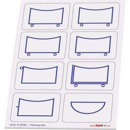 Taktische Zeichen Taktifol Fahrzeuge, rechteckig, selbsthaftend, beschriftbar, trocken abwischbar, L 46 x B 32 mm, blau, 8 Zeichen
