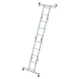 Munk Sprossen-Vielzweckleiter, Aluminium, Rechteckrohr-Holme, 4-fach geb&ouml;rdelte Sprossen, 150 kg Belastung, nivello&reg; Traversen, 350 mm breit, 2x2 + 2x3 Sprossen
