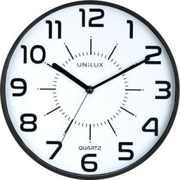 Unilux POP Wanduhr schwarz, Durchmesser: 30,5 cm, Quarzuhrwerk, leise schleichende Zeiger, Batterie inklusive
