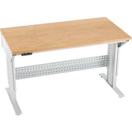 Sch&auml;fer Shop Sch&auml;fer Shop Pure Arbeitstisch AST31, elektrisch h&ouml;henverstellbar, Multiplex-Platte, T-Fu&szlig;, bis 400 kg, B 1500 x T 800 x H 730-1155 mm, wei&szlig;aluminium/Buche