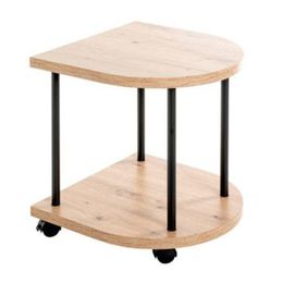 HAKU Beistelltisch, quadratisch, Stahlrohr pulverbeschichtet, Ablagen MDF melaminharzbeschichtet, B 400 x T 400 x H 450 mm, schwarz/Eiche hell