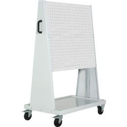 Bott mobiles Lochplatten-System Perfo Rack Plus, 4 Lochplatten, Bodenwanne, Schiebegriff, B 1000 x T 650 x H 1600 mm, Stahl, lichtgrau RAL 7035/lichtgrau RAL 7035