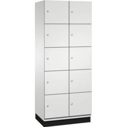 C+P Schlie&szlig;fachschrank Cambio, 2 Abteile, 10 F&auml;cher, mit Sockel, B 800 x T 525 x H 1980 mm, lichtgrau