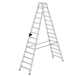 Stufen-Stehleiter, 2 x 14 Stufen, Aluminium, nivello&reg; Leiterschuhe, ergo-pad&reg; Griff, Spreizsicherung, bis 150 kg