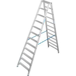 Krause STABILO Doppelleiter R13 2x12 Stufen, 80 mm Lochbild selbstreinigend, hochfeste Alu-Gelenke, SafetyCap