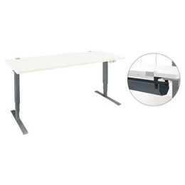 Sch&auml;fer Shop Sch&auml;fer Shop Genius Schreibtisch Aero Flex, elektrisch h&ouml;henverstellbar, B 1600 x T 800 x H 620-1280 mm, wei&szlig;/anthrazit + Kabelkanal