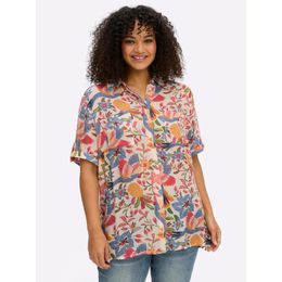 sheego by Joe Browns sheego Gro&szlig;e Gr&ouml;&szlig;en Hemdbluse mit tropischem Print, champagner-himmelblau-bedruckt, Gr&ouml;&szlig;e 54 - Damen
