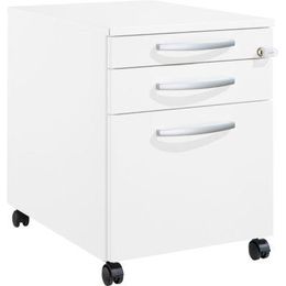 Sch&auml;fer Shop Sch&auml;fer Shop Pure Rollcontainer 126, Utensilienauszug + 2 Schubladen, abschlie&szlig;bar, runde Metallgriffe, B 434 x T 600 x H 570 mm, wei&szlig;