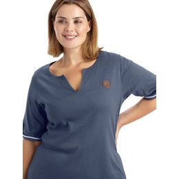 sheego Gro&szlig;e Gr&ouml;&szlig;en Shirtkleid mit Kontrast-Ringelstoff, rauchblau, Gr&ouml;&szlig;e 52 - Damen