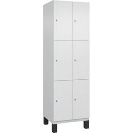 C+P Schlie&szlig;fachschrank Cambio, 2 Abteile, 6 F&auml;cher, auf F&uuml;&szlig;en, B 600 x T 525 x H 1980 mm, verkehrswei&szlig;