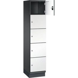 C+P Schlie&szlig;fachschrank Cambio, 1 Abteil, 5 F&auml;cher, mit Sockel, B 400 x T 525 x H 1980 mm, schwarzgrau/wei&szlig;