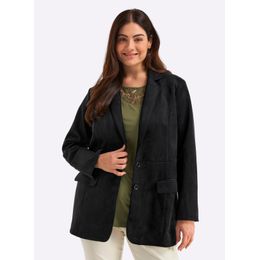 sheego Gro&szlig;e Gr&ouml;&szlig;en Blazer in Veloursleder-Optik, schwarz, Gr&ouml;&szlig;e 56 - Damen