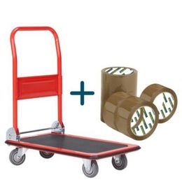 Sch&auml;fer Shop Komplettangebot Sch&auml;fer Shop Pure Plattformwagen, klappbarer Schiebeb&uuml;gel, Antirutsch-Belag + gratis 6 x Sch&auml;fer Shop Select Packband, L 66 m x B 50 mm