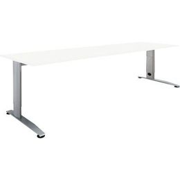 Sch&auml;fer Shop Sch&auml;fer Shop Select Schreibtisch LOGIN, manuell h&ouml;heneinstellbar, C-Fu&szlig;, B 1800 x T 800 x H 660-820 mm, wei&szlig;/wei&szlig;alu
