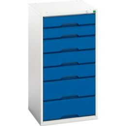 Schubladenschrank Bott verso, 7 Sch&uuml;be, abschlie&szlig;bar, bis 1000 kg, B 525 x T 550 x H 1000 mm, Stahlblech, lichtgrau/enzianblau