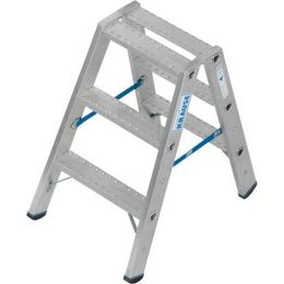 Krause STABILO Doppelleiter R13 2x3 Stufen, 80 mm Lochbild selbstreinigend, hochfeste Alu-Gelenke, SafetyCap