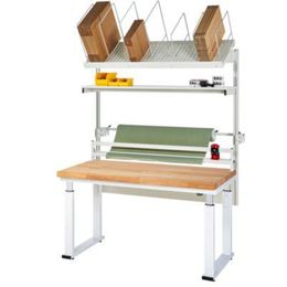 Rau Packtischsystem 03 Werbank-Serie adlatus 600, B 2000 x T 900 x H 740-1140 mm, Buche-Massivholzplatte, bis 600 kg
