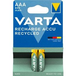 Varta Akku Recycled Blister 2, wiederaufladbar, 800mAh, Micro AAA, 2 St&uuml;ck