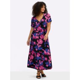sheego by Joe Browns sheego Gro&szlig;e Gr&ouml;&szlig;en Jerseykleid mit leuchtendem Blumenmuster, schwarz-pink-gemustert, Gr&ouml;&szlig;e 56 - Damen
