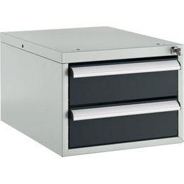 Sch&auml;fer Shop Sch&auml;fer Shop Pure Schubladenblock 411, f&uuml;r Arbeitstische AST31, links/rechts montierbar, 2 Sch&uuml;be, abschlie&szlig;bar, bis 50 kg, Stahl, lichtgrau/anthrazit
