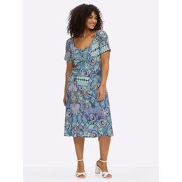 sheego by Joe Browns sheego Gro&szlig;e Gr&ouml;&szlig;en Jerseykleid mit herzf&ouml;rmigem Ausschnitt, topas-orchidee-bedruckt, Gr&ouml;&szlig;e 52 - Damen