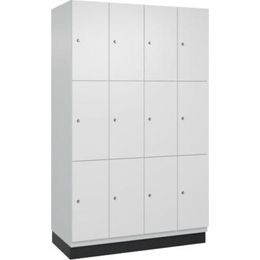 C+P Schlie&szlig;fachschrank Cambio, 4 Abteile, 12 F&auml;cher, mit Sockel, B 1200 x T 525 x H 1980 mm, verkehrswei&szlig;