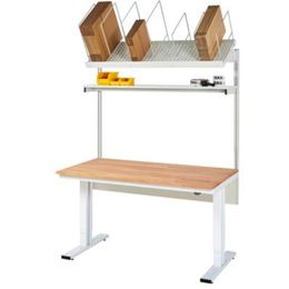 Rau Packtischsystem 01 Werktisch-Serie adlatus 300, B 2000 x T 800 x H 720-1120 mm, Buche-Massivholzplatte, bis 300 kg