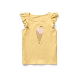 Tchibo - Kinder-Shirt mit Volant&auml;rmeln - M&auml;dchen - Gr. 122/128 - gelb