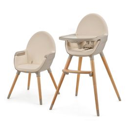 Kinderkraft Hochstuhl Fini 2, Beige, Holz, Kunststoff, Leder, Buche, 55x96x58.5 cm, Essbrett verstellbar, h&ouml;henverstellbar, 5-Punkt-Gurt, Tablett, Babym&ouml;bel, Hochst&uuml;hle & Zubeh&ouml;r, Hochst&uuml;hle