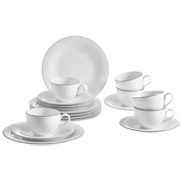 Villeroy & Boch Villeroy & Boch Kaffeeset Grey Lines, Grau, Wei&szlig;, Keramik, 18-teilig, 250 ml,250 ml, Essen & Trinken, Geschirr, Geschirr-Sets, Kaffeeservice