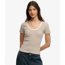 Superdry Damen Athletic Essentials Gestreiftes Kurzarm-top Brown - Gr&ouml;&szlig;e: 34 2102422000199MVJ028