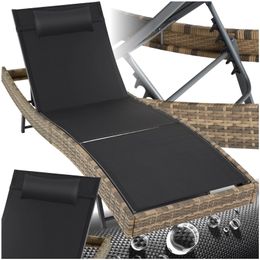 TecTake&reg; Rattan Sonnenliege, widerstandsf&auml;hig und UV-best&auml;ndig, 6-fach verstellbare R&uuml;ckenlehne, 69 x 211 x 41 - 94 cm