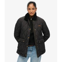 Superdry Damen Steppjacke mit Korddetails Black - Gr&ouml;&szlig;e: 36 208221850065402A030