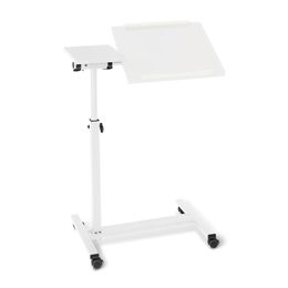 Bett- und Beistelltisch, h&ouml;henverstellbar 73-118 cm, mit Rollen, wei&szlig;