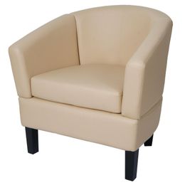 Lounge-Sessel MCW-O17, Sessel Clubsessel Cocktailsessel, MVG-zertifiziert Kunstleder ~ creme
