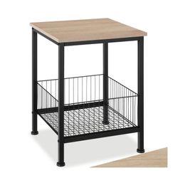 TecTake&reg; Beistelltisch, Industrial Style, mit Gitterkorb, 40 x 40 x 55,5 cm