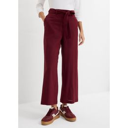 bonprix Culotte aus luftigem Leinen-Mix, rot, Gr.44, Culotte mit Elastikeinsatz und geradem Bein, aus Leinen