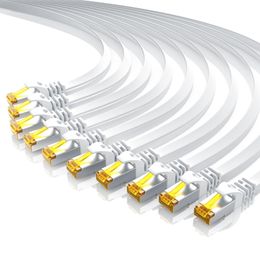 PRIMEWIRE 10x LAN-Kabel CAT.7, RJ-45 (Ethernet), CAT 7 Flachband U/FTP Gigabit Netzwerkkabel 10 Gbit/s Patchkabel - 1m