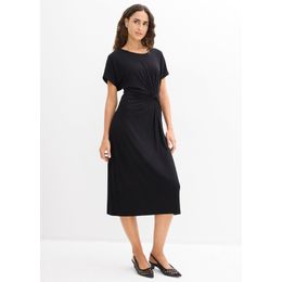 bonprix Jerseykleid aus Viskose-Mix, schwarz, Gr.48/50 (XL), Elegantes Kleid mit Twist, aus Viskose