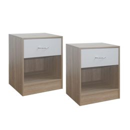 HTI-Living Nachtschrank 2er Set Thekla Sonoma/Wei&szlig;