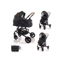 Lorelli Kinderwagen Alba 2 in 1 Sportsitz Babywanne Gummireifen, einstellbar in schwarz