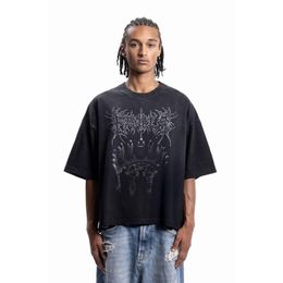 FAVELA CULT BLACK WASHED T-SHIRT Oversize T-Shirt schwarz in L FAV-Q126-CBWT-004