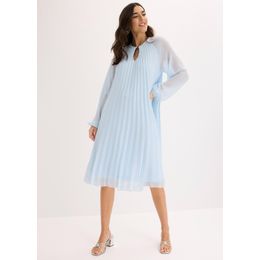 bonprix Minikleid aus feinem Chiffon mit Plisse&eacute;, blau, Gr.36, Modern und feminin: Minikleid aus feinem Chiffon mit Plisse&eacute; und Ballon-&Auml;rmeln