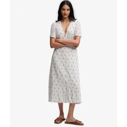 Superdry Damen Bedrucktes Midi-kleid mit Kn&ouml;pfen und Kurzen &Auml;rmeln Cream - Gr&ouml;&szlig;e: 44 2144236500753K7E025