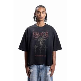 FAVELA GOAT BLACK WASHED T-SHIRT Oversize T-Shirt schwarz in L FAV-Q126-GBWT-006