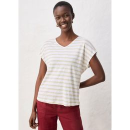 bonprix Shirt aus reinem Leinen mit Fledermaus&auml;rmeln, beige, Gr.40/42 (M), Gestreiftes Leinen-Shirt mit V-Ausschnitt vorne und am R&uuml;cken, aus Leinen