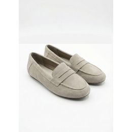 bonprix Loafer aus Veloursleder, beige, Gr.40, Zeitloser Loafer aus Leder, aus Veloursleder