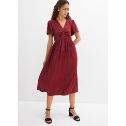 bonprix Midikleid aus schimmerndem Satin, rot, Gr.36, feminines Midikleid aus schimmerndem Satin mit dekorativem Cut-Out-Detail vorne in der Taille, aus Satin,Viskose