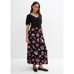 bonprix Maxikleid aus Viskose-Mix, schwarz, Gr.48/50 (XL), Modernes Kleid mit sch&ouml;nem Print, aus Viskose